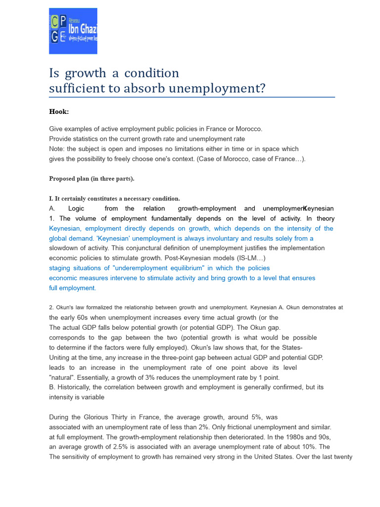 Is Growth Sufficient To Reduce Unemployment? Corrected Essay. | PDF ...