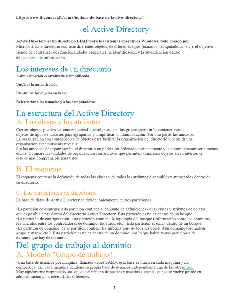 Concepto de Base Active Directory | PDF | Directorio Activo | Usuario ...