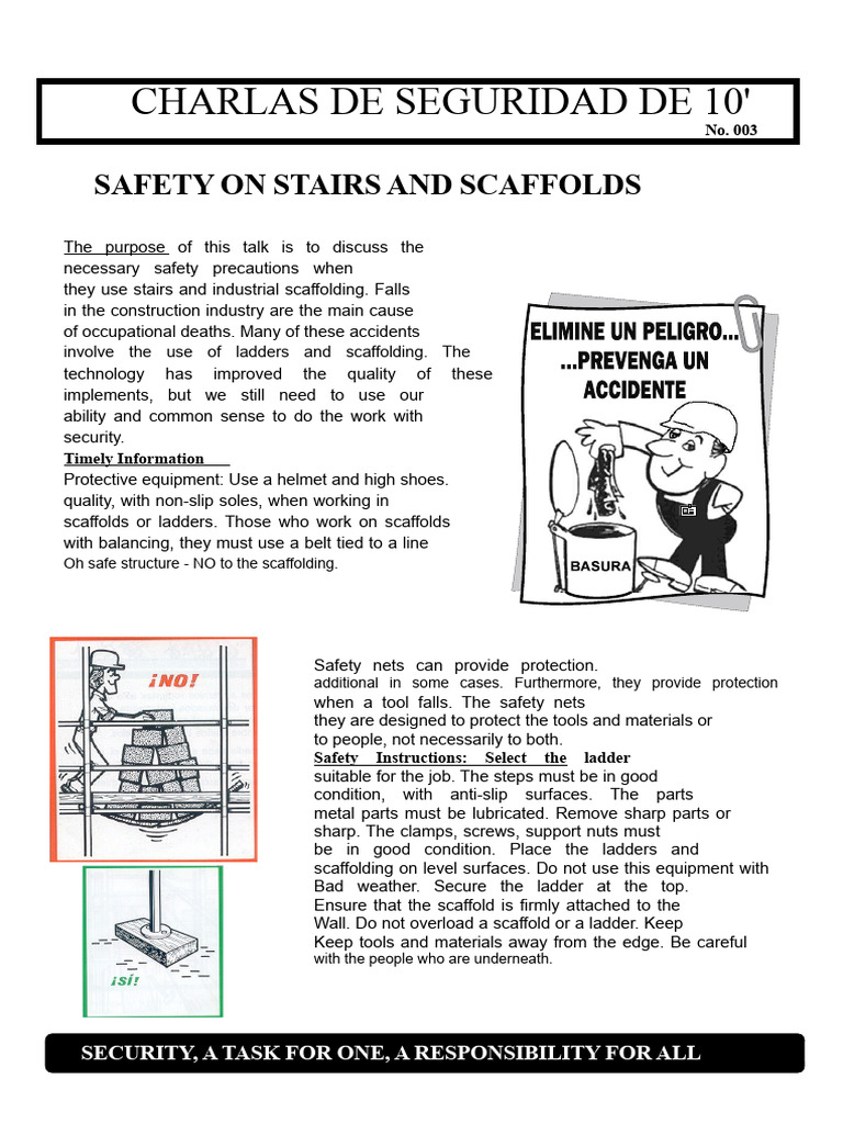 10-minute safety talks on ladders and scaffolding | PDF | Scaffolding ...