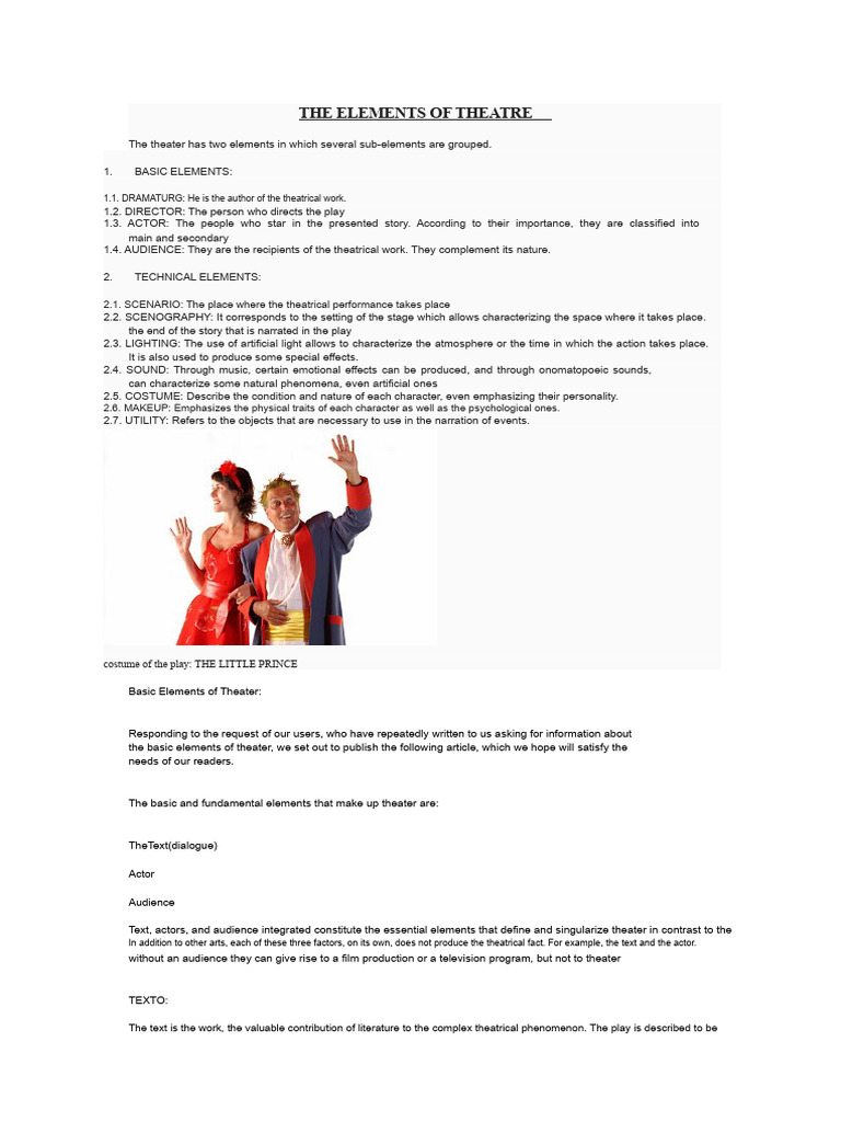Essential Elements of Theatre Explained | PDF | Theatre | Actor