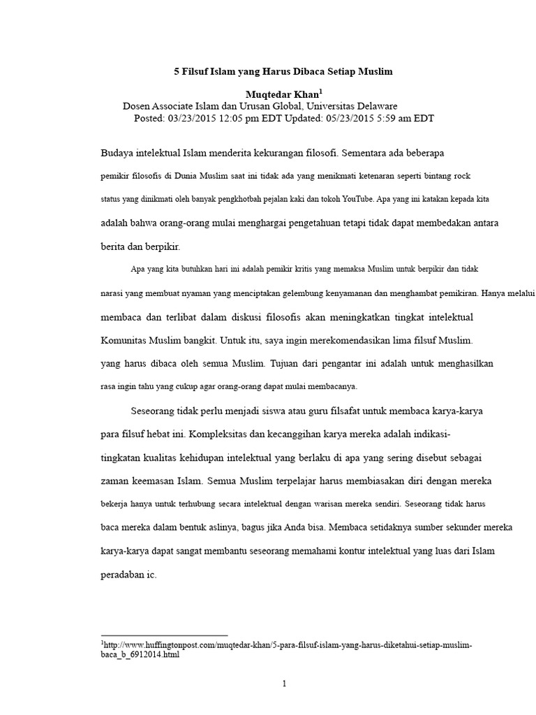 5 Filsuf Islam Penting untuk Muslim | PDF