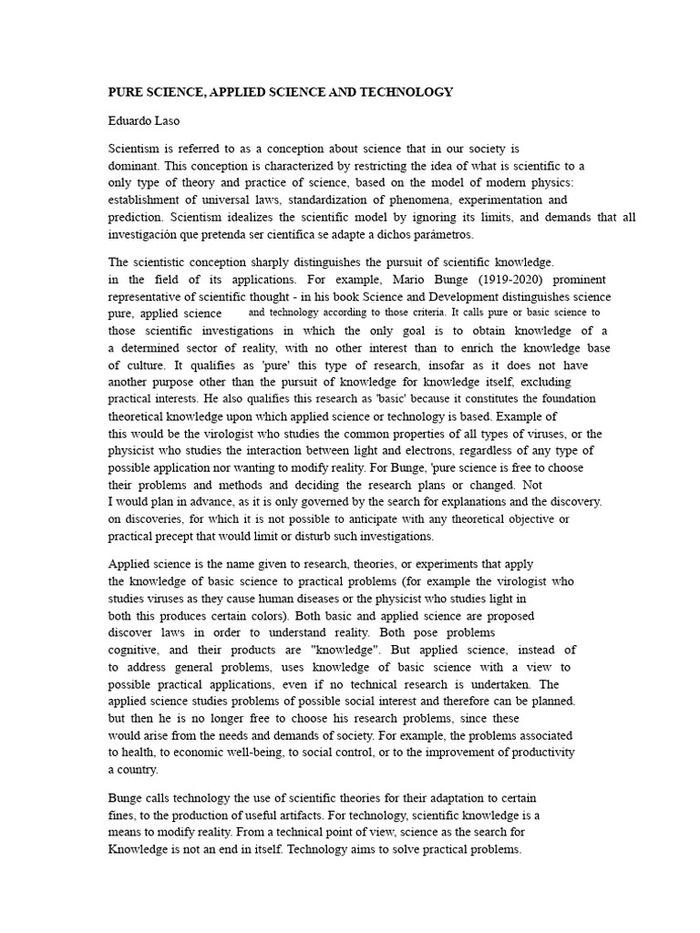 Pure Science, Applied Science, and Technology - E. Laso | PDF | Science ...