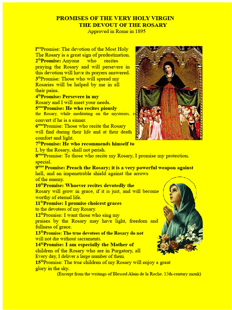 The 15 Promises of The Virgin Mary To The Devotees of The Rosary | PDF