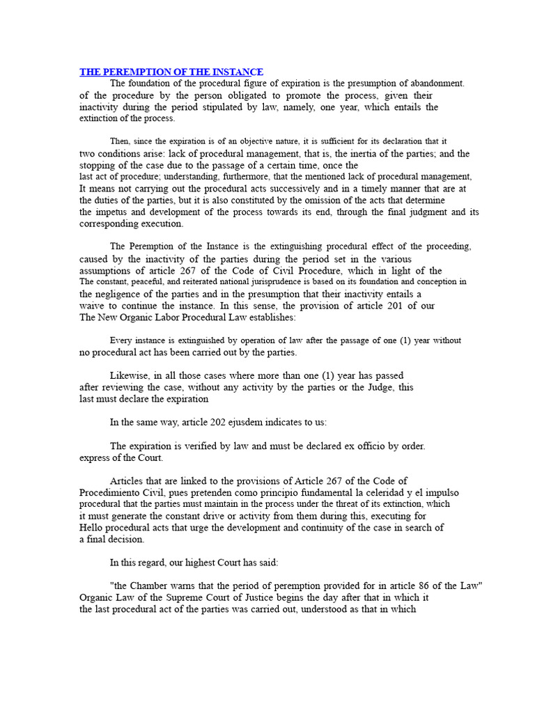 Understanding Instance Peremption in Law | PDF | Critical Thinking ...