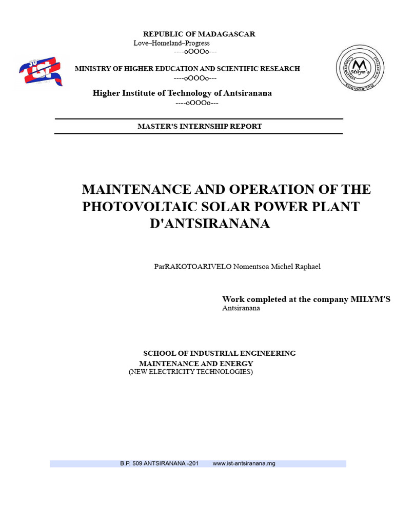 Operation Maintenance of A PV Plant | PDF | Photovoltaics | Power Inverter