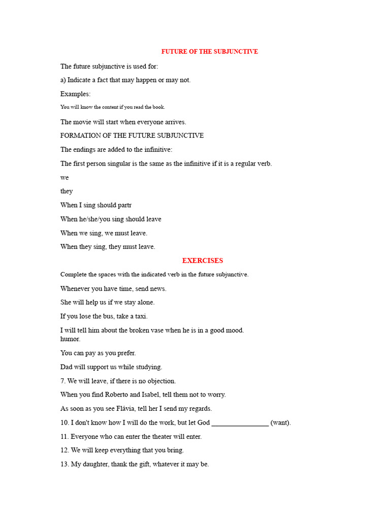 Understanding Future Subjunctive Usage | PDF
