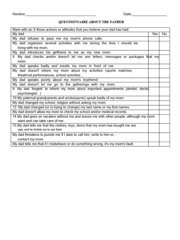 Parental Attitudes Questionnaire | PDF | Human Development | Family