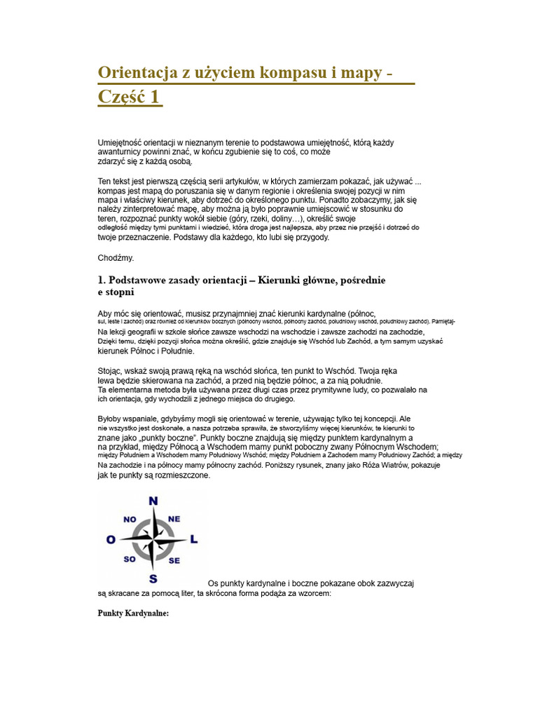 Orientacja Z Użyciem Kompasu I Mapy | PDF
