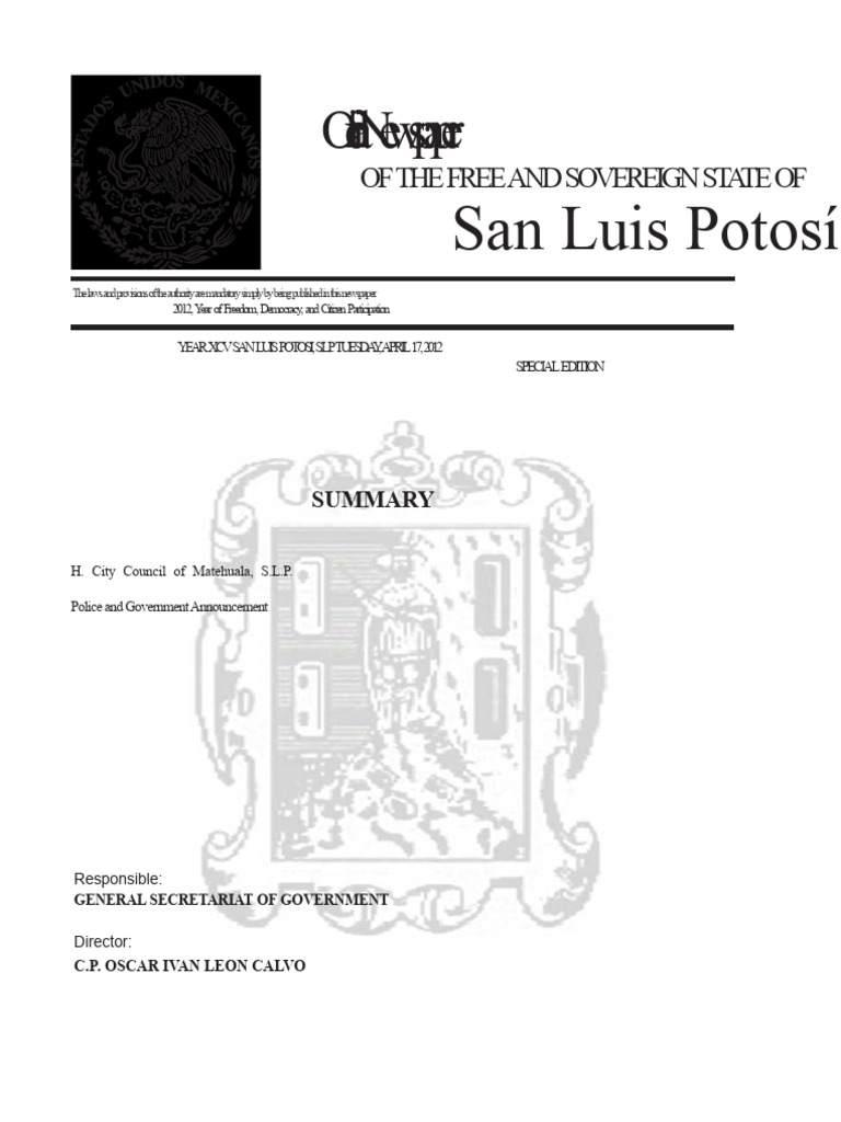 POLICE AND GOVERNMENT ORDER OF MATEHUALA SLP.pdf | PDF | City