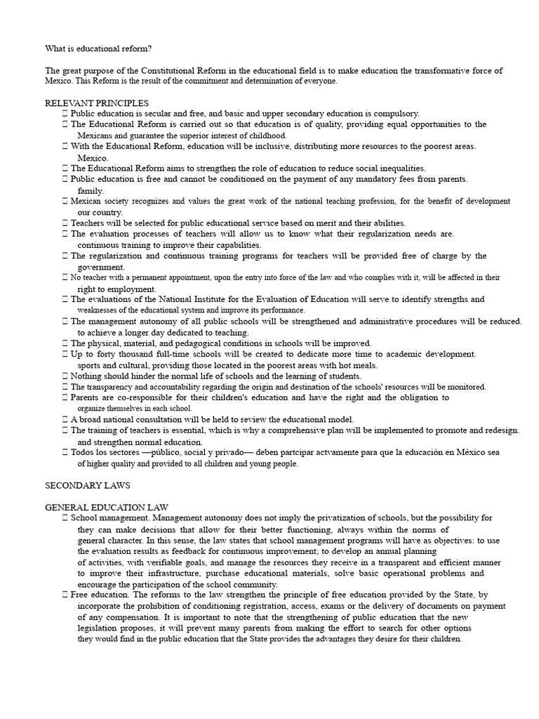 EDUCATIONAL REFORM | PDF | Educational Assessment | Education Reform