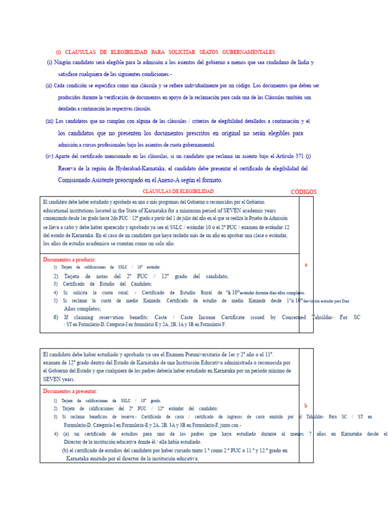 Cláusulas de KCET | PDF