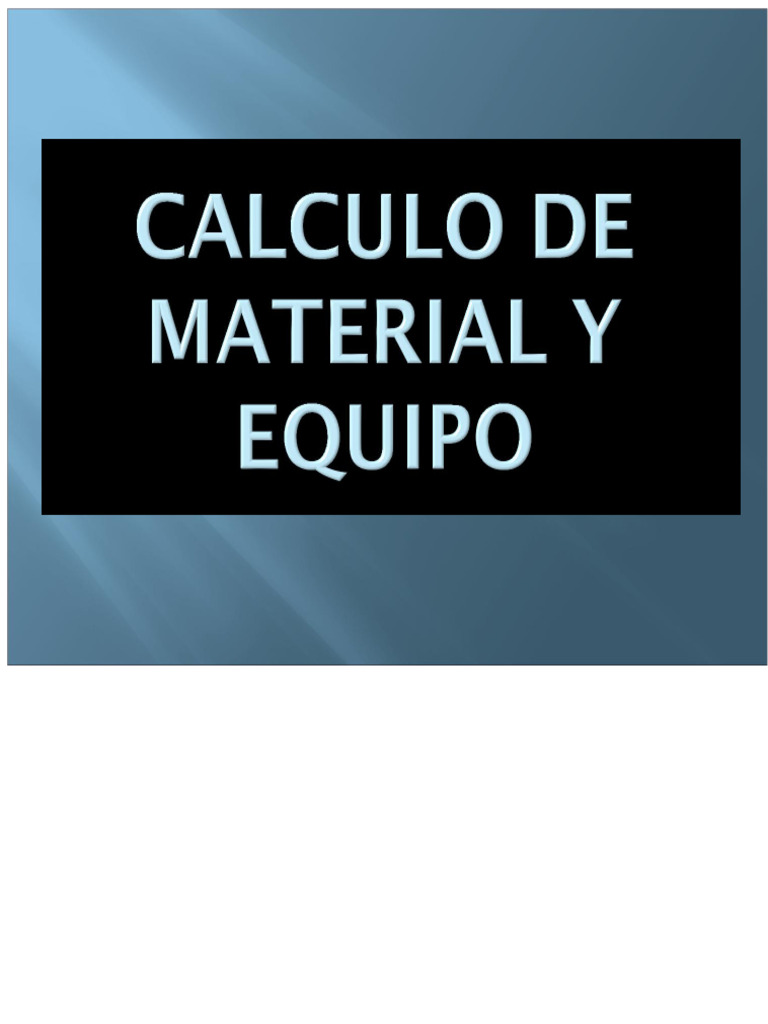 Cálculo de Material e Equipamento | PDF