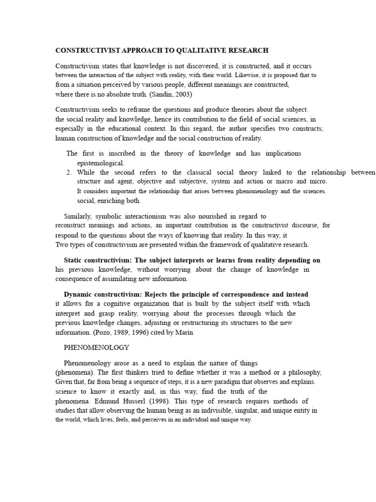 Constructivist Qualitative Research Insights | PDF | Reality ...