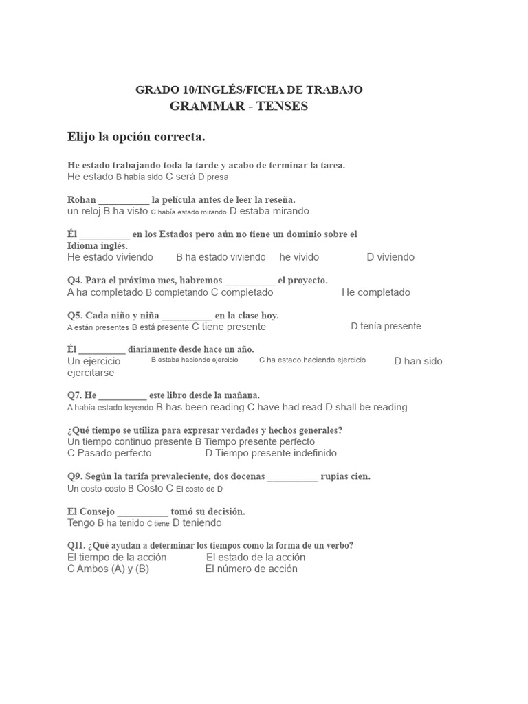 Gramática - Tiempos Verbales | PDF | Verbo | Gramática