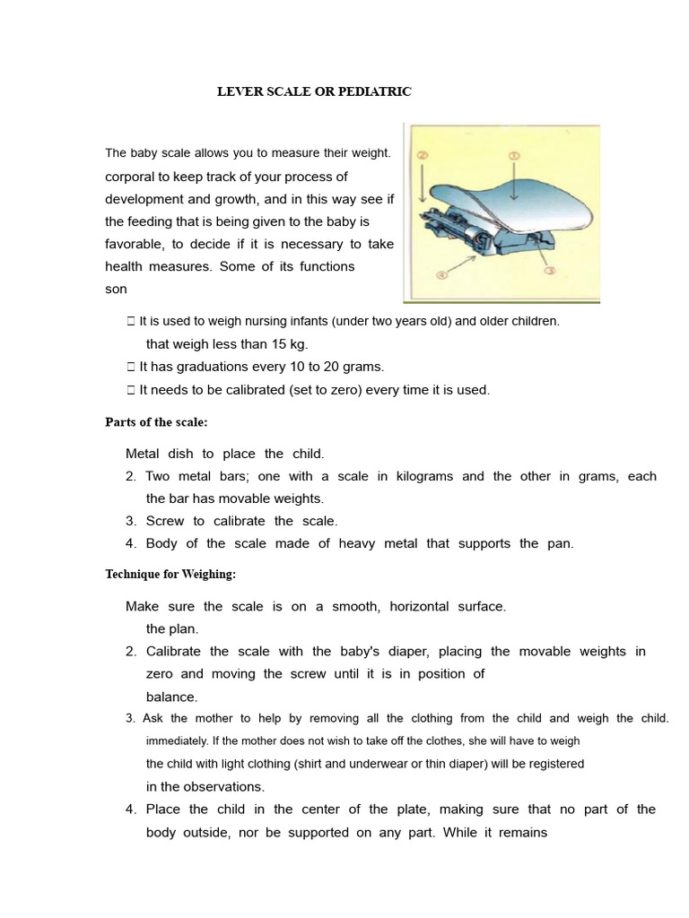 Lever or Pediatric Scale | PDF