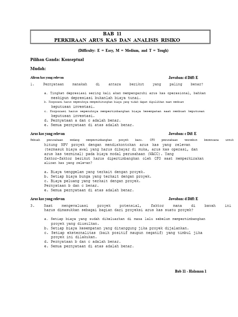 Bab 11 Estimasi Arus Kas dan Analisis Risiko | PDF