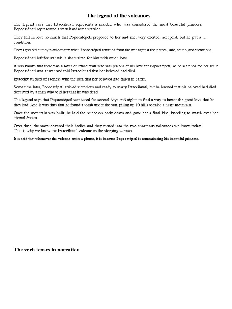 The legend of the volcanoes | PDF | Linguistic Morphology | Semantics