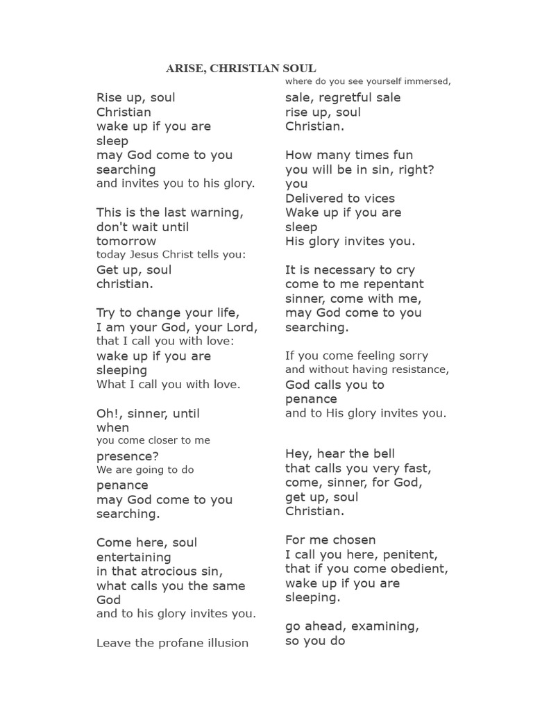 133909479 Song Rise Up Christian Soul | PDF | Penance | Religious ...