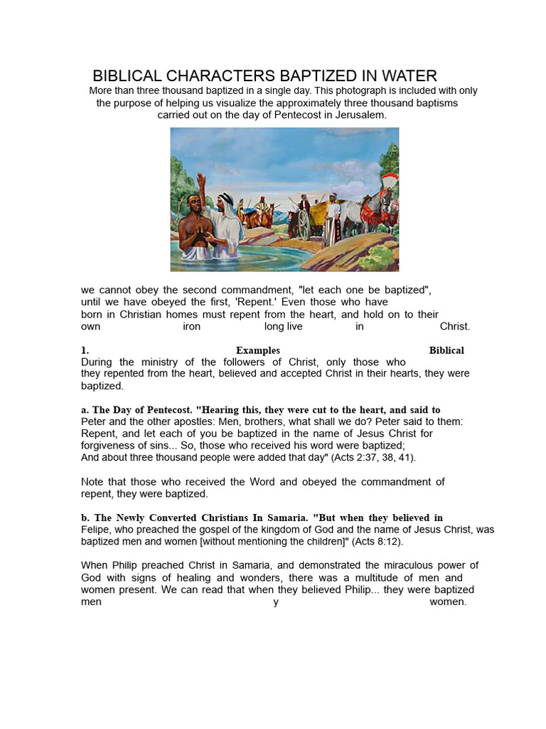 Biblical Characters Baptized in Water | PDF | Baptism | Paul The Apostle
