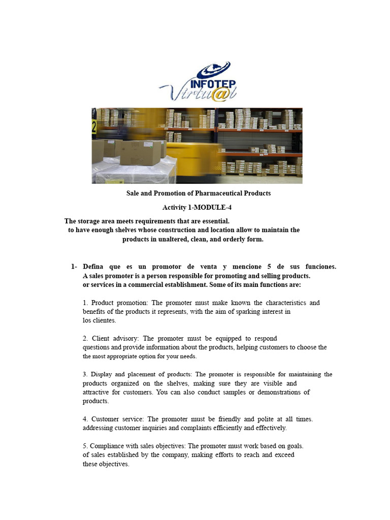 Activity 1 Module-4-Sale and Promotion of Pharmaceutical Products | PDF ...