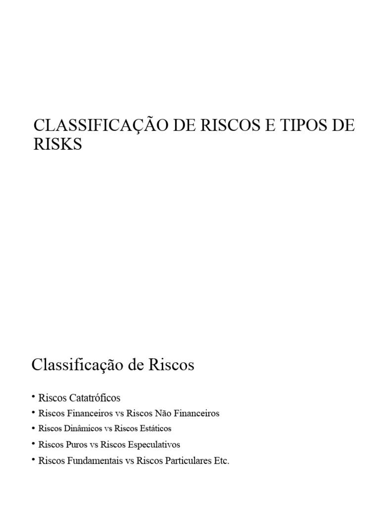 Classificação de Riscos e Tipos de Riscos | PDF | Avaliação de risco ...