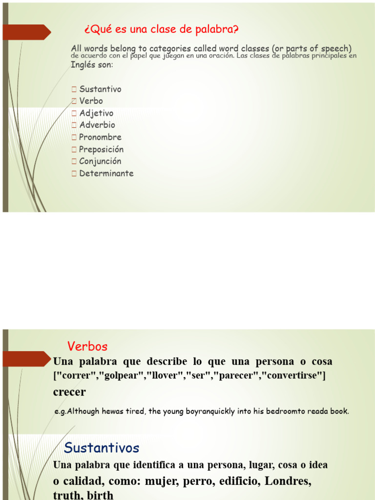 clases de palabras | PDF | Palabra | Adverbio
