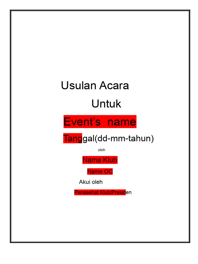 Format Proposal Acara | PDF