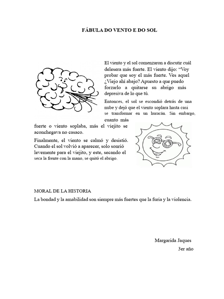 Fábula del Viento y el Sol: Moral de Amabilidad | PDF
