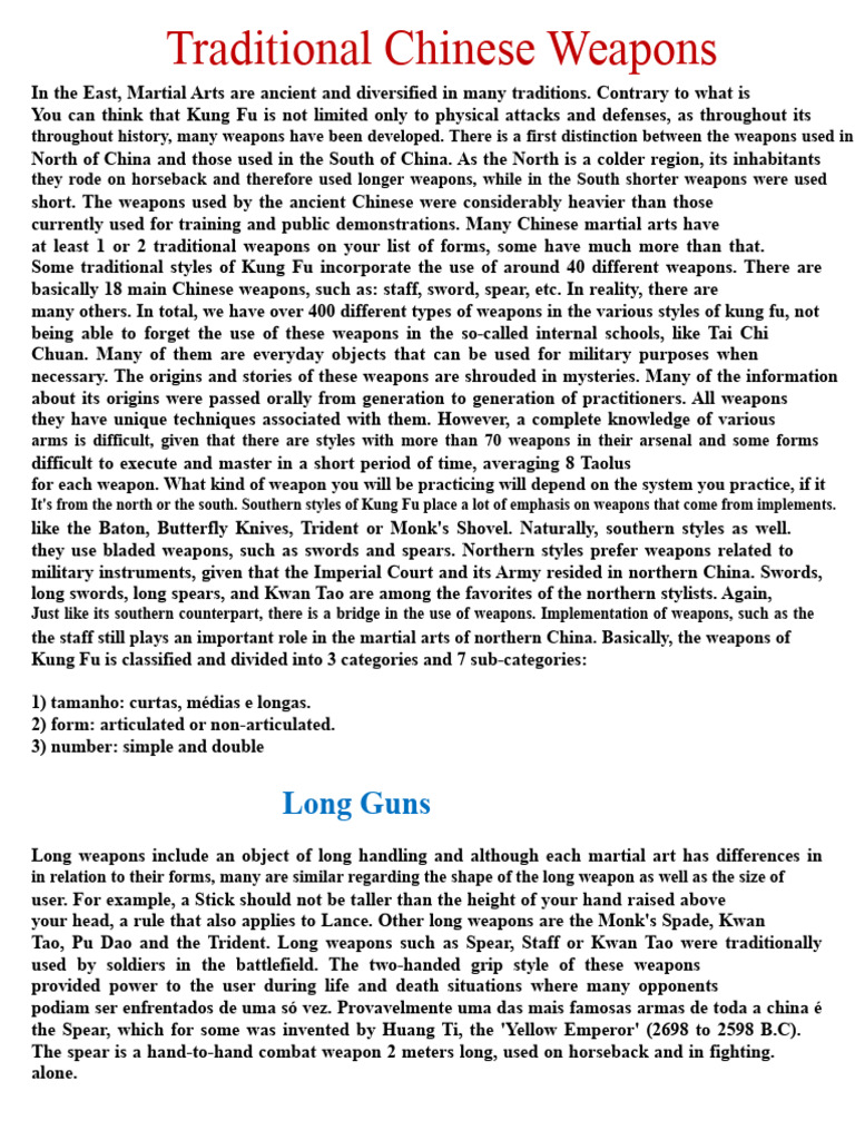 Traditional Chinese Weapons | PDF | Chinese Martial Arts