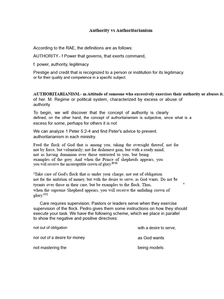 Authority Vs Authoritarianism | PDF | Pastor | Elder (Christianity)