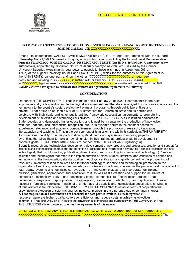 Framework Agreement for University Cooperation | PDF | Science ...