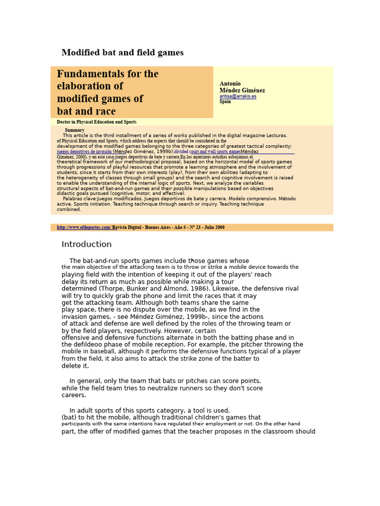 Modified Bat-and-Run Games Guide | PDF | Batting (Baseball) | Pitcher