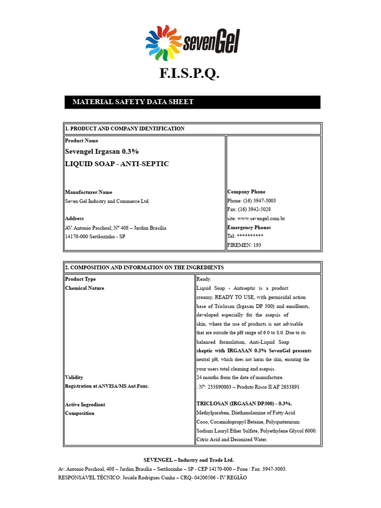Soap with Irgasan 0.3% | PDF | Hazards | Chemistry