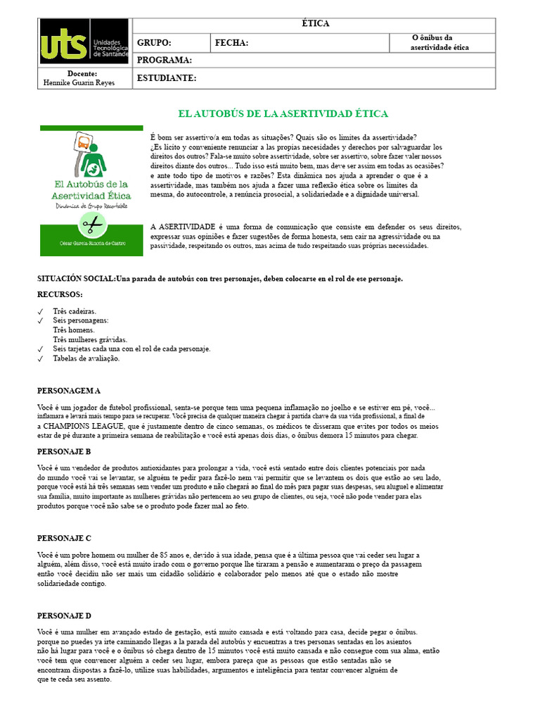 Dinâmica Ônibus da Assertividade | PDF | Gravidez | Tempo