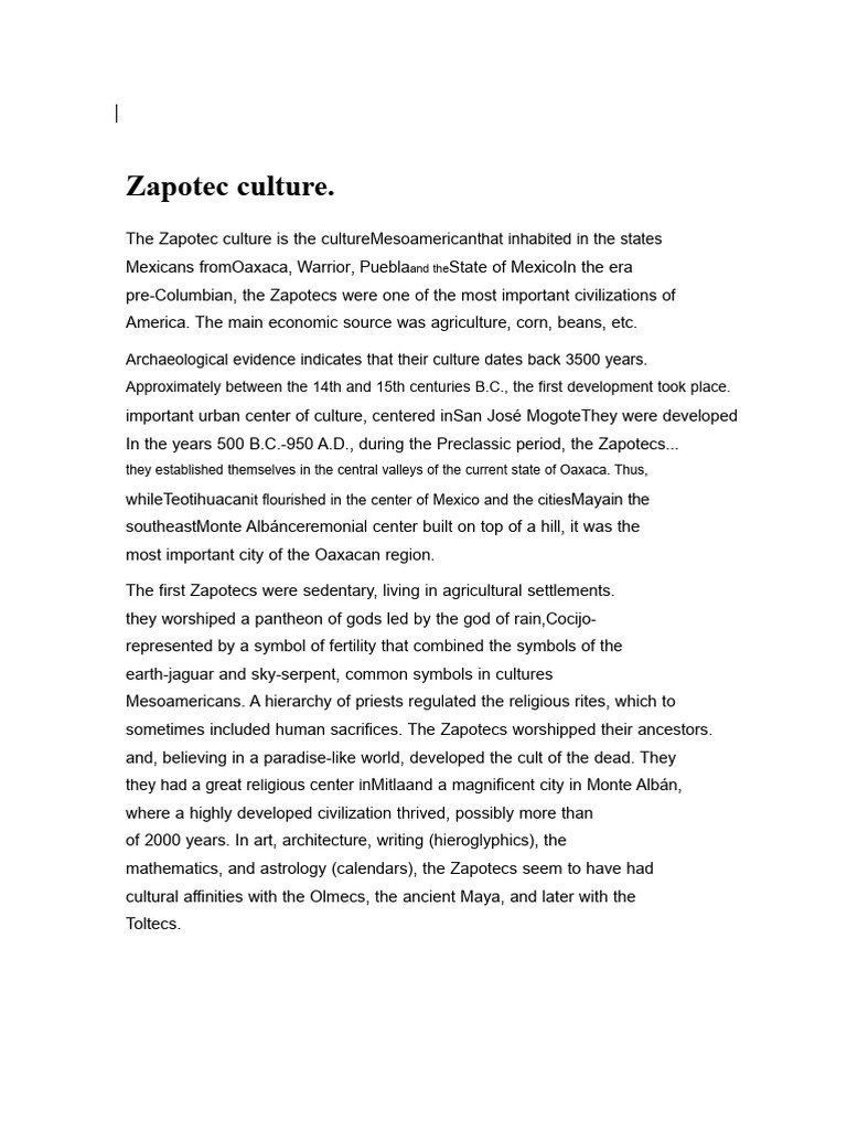Zapotec culture | PDF | Mesoamerica | Pre Columbian Era