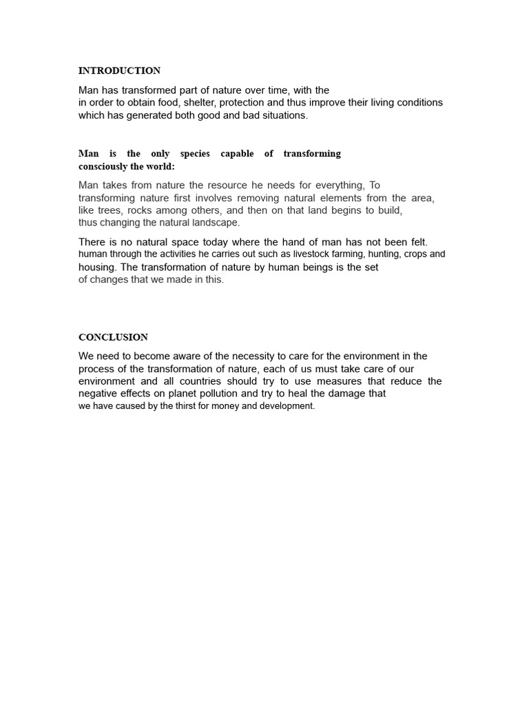 essay on the transformation of nature | PDF
