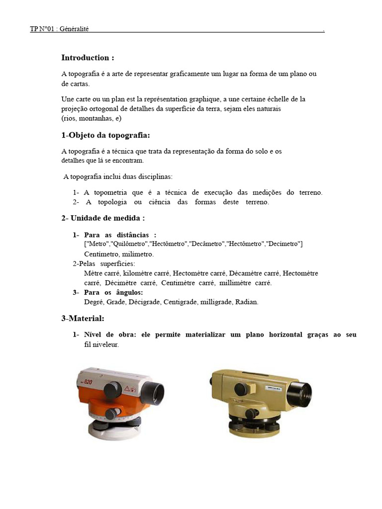 Tp Topo N 01 Pdf Topografia Metro