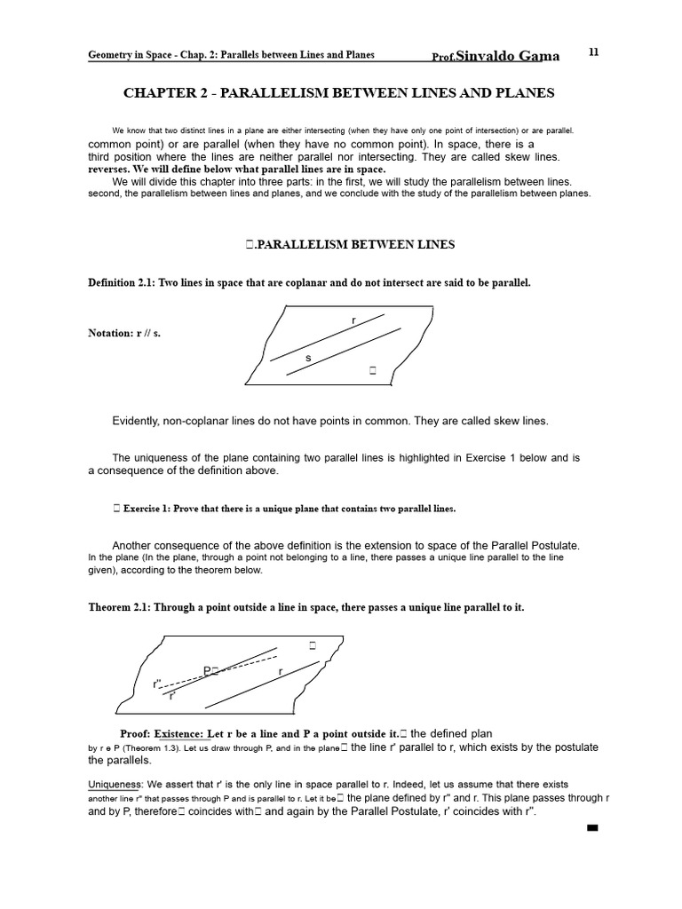 Chapter 2: Parallelism between Lines and Planes - PDF | PDF | Line ...