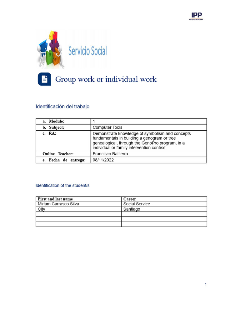 Work Module 1 Computer Tools Miriam Carrasco 2022 Genogram | PDF ...