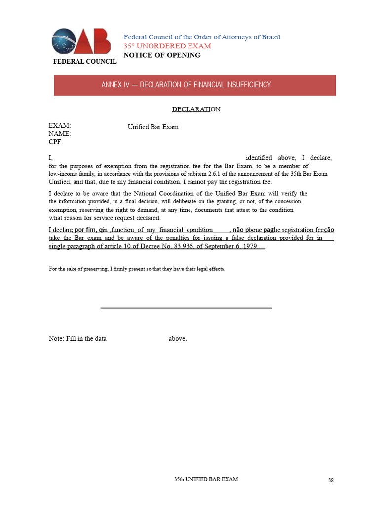 Declaration of Insufficiency and Documents Eo Xxxv | PDF | Justice ...