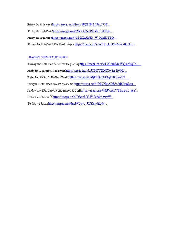 Friday The 13th Movies On Mega | PDF