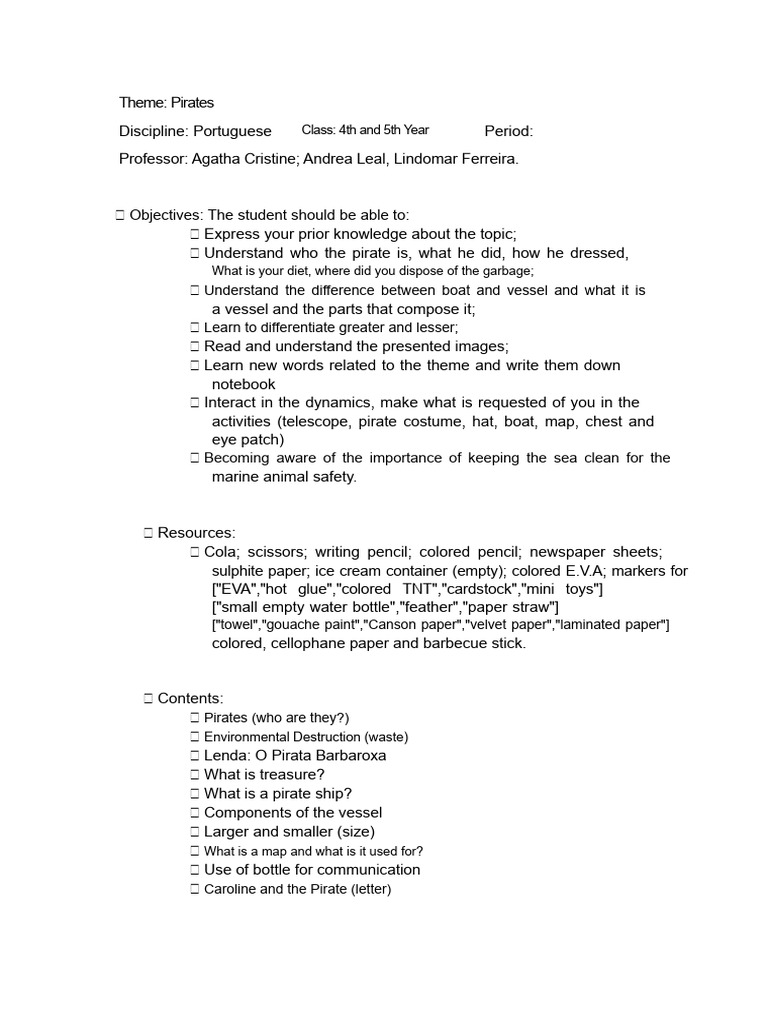 Pirate Lesson Plan | PDF | Piracy