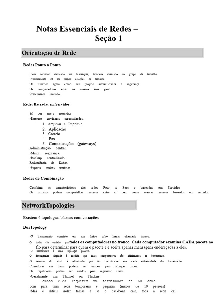 Notas Sobre Fundamentos de Redes | PDF | Rede de computadores | Modelo OSI