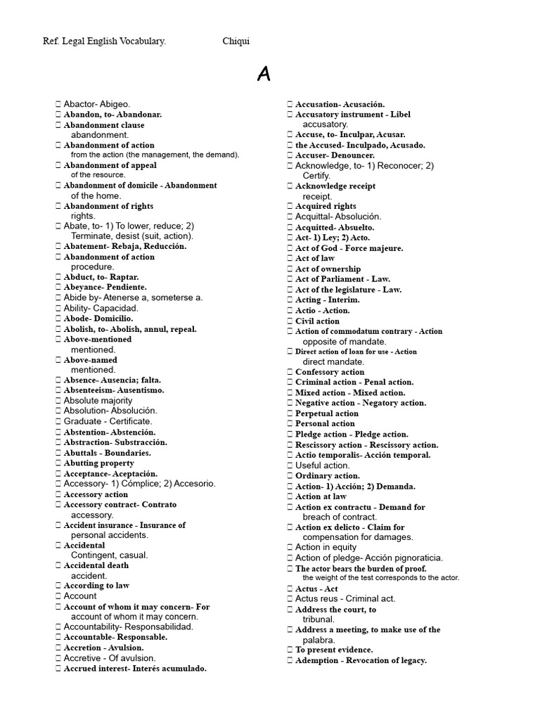 Legal English Vocabulary Reference Guide | PDF | Criminal Law | Murder