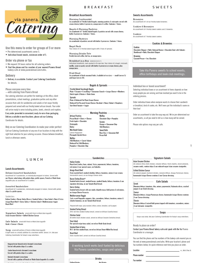 Panera Bread Catering Menu | Download Free PDF | Salad | Drink