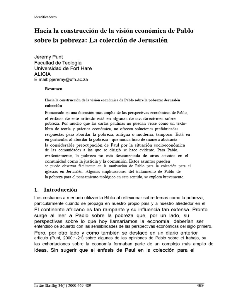 Visión de Pablo sobre la pobreza económica | PDF | Pablo el apóstol ...