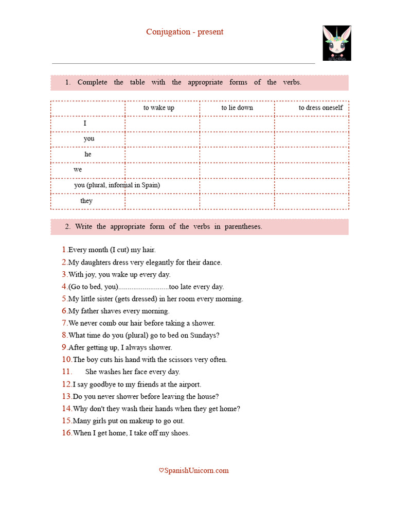 Reflexive verbs-exercises-pdf | PDF
