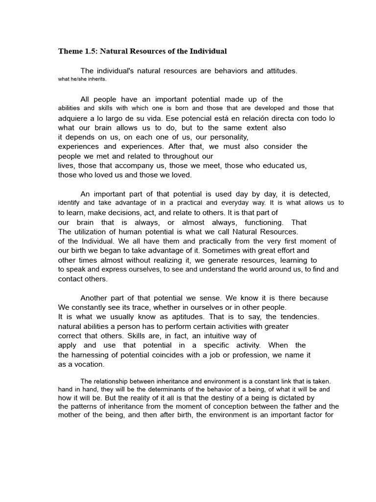 Topic 1.5 Natural Resources of the Individual and Topic 1.6 ...