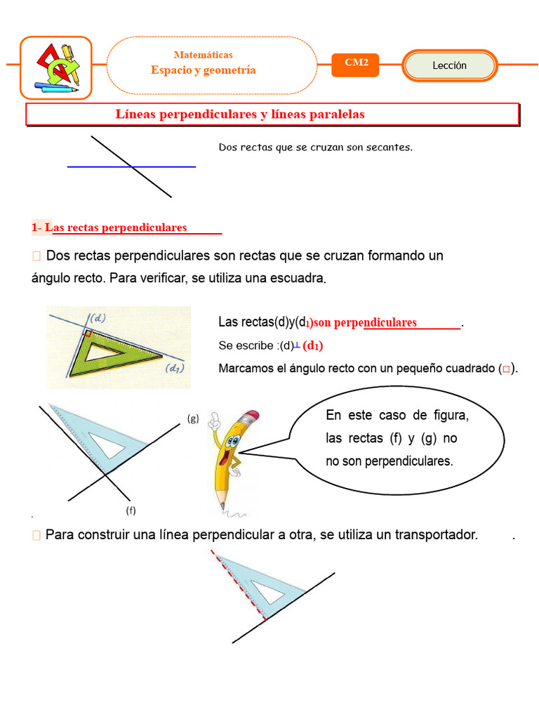 Líneas Perpendiculares y Paralelas en Geometría | PDF | Perpendicular ...