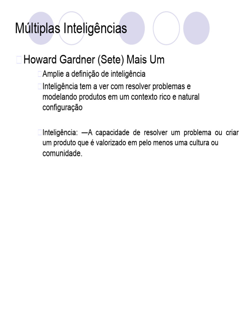 Inteligências Múltiplas de Howard Gardner | PDF | Inteligência ...